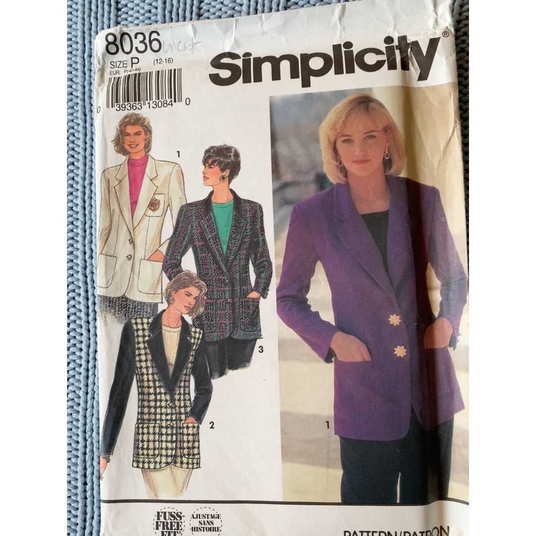 Simplicity 8036 Blazer Jacket Pattern - Etsy