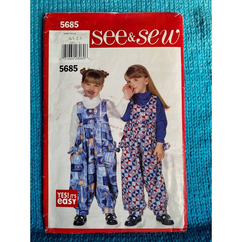 Butterick 5685 Girls Jumpsuit Size 1 2 3 - Etsy