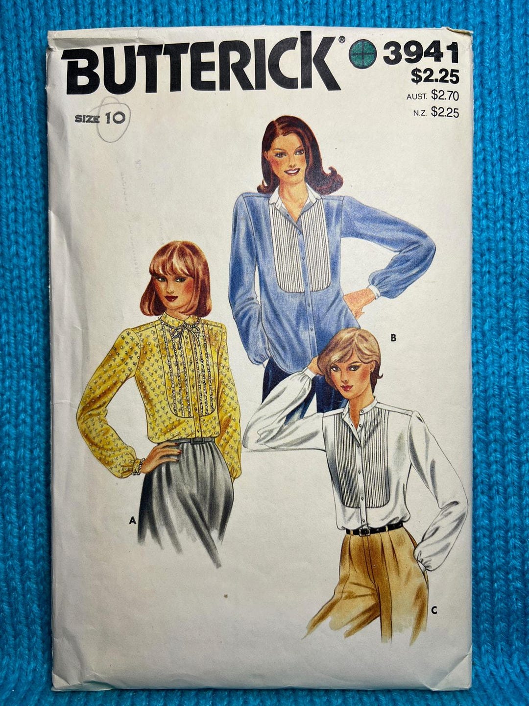 Butterick Sewing Pattern 3941 Tuxedo Shirt Pintucks 1980s Size 10 - Etsy UK
