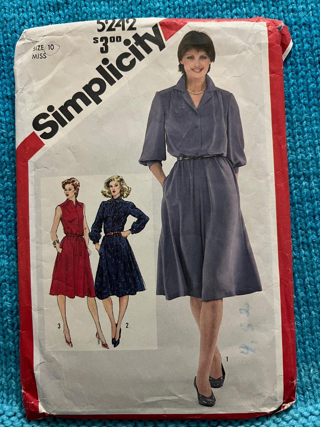 Simplicity 5242 Sewing Pattern Shirt Dress Swing Skirt 1980s Size 10 - Etsy
