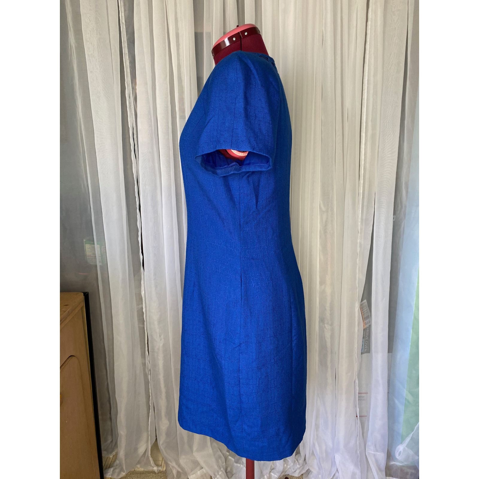 Dress 1980s Bodycon Royal Blue Openwork Collar Sz 12 - Etsy