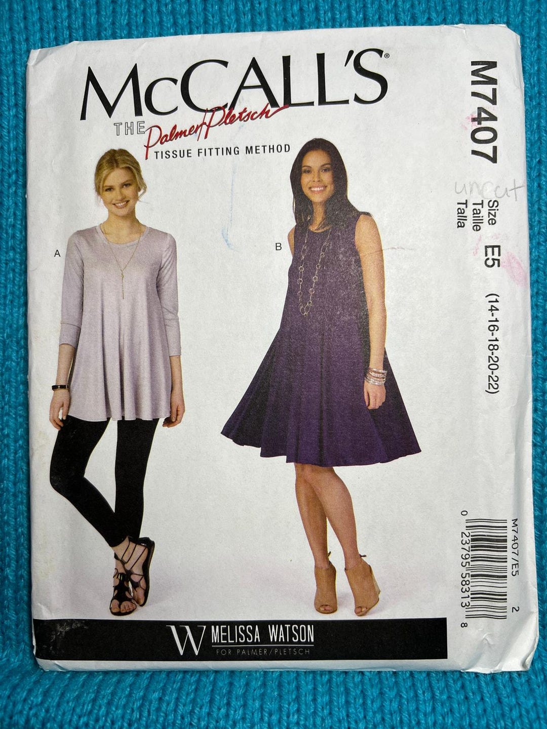 Mccalls 7407 Sewing Pattern Top Dress A Line Size 15 16 18 20 22 - Etsy