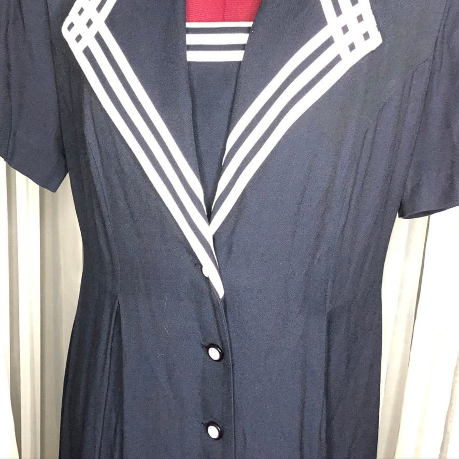 Dress 1980s Maxi Navy Sailor Suit Inspired Details Sz 8 - Etsy