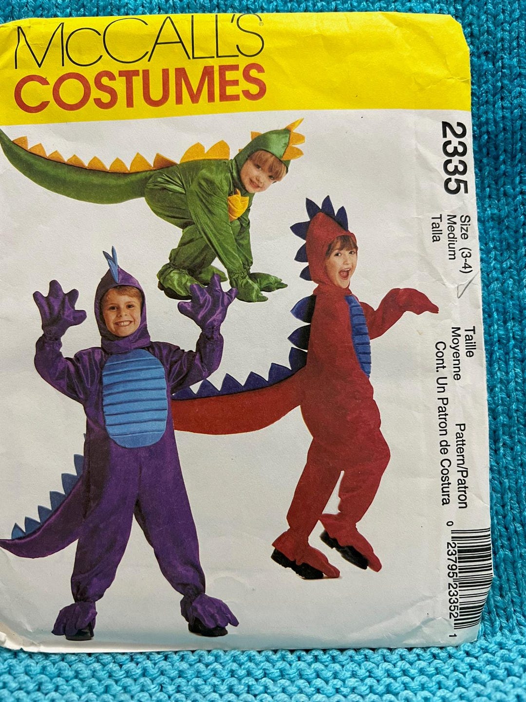 Mccalls 2335 Child's Dinosaur Costume Sewing Pattern Size 3 4 - Etsy