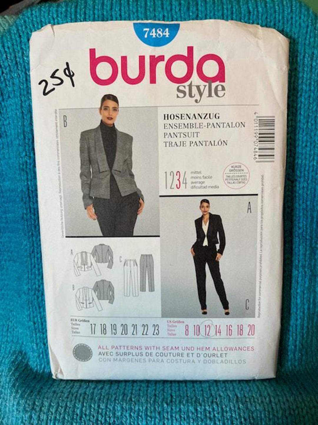 Burda 7484 Sewing Pattern Womens Suit Blazer Pants - Etsy Canada
