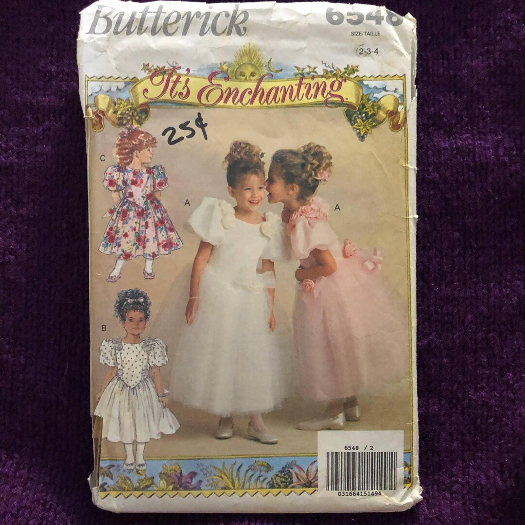 Butterick Sewing Pattern 6548 Girls Dress Puff Sleeves Princess Dress ...