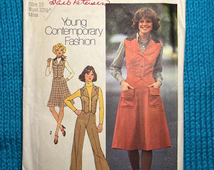 Simplicity 7044 Sewing Pattern A Line Skirt Wide Leg Pants Vest 1970s ...