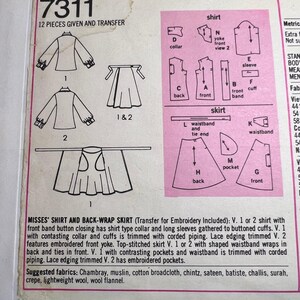 Simplicity Pattern 7311 Blouse Wrap Skirt 1970s Size 14 - Etsy