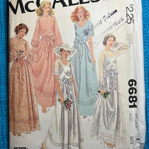 Mccalls 6681 Sewing Pattern Wedding Dress Boho 1970s Size 6 - Etsy