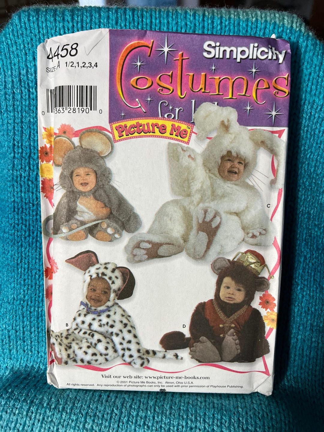 Simplicity 4458 Sewing Pattern Toddler Mouse Bunny Monkey Dog Size 1/2 ...