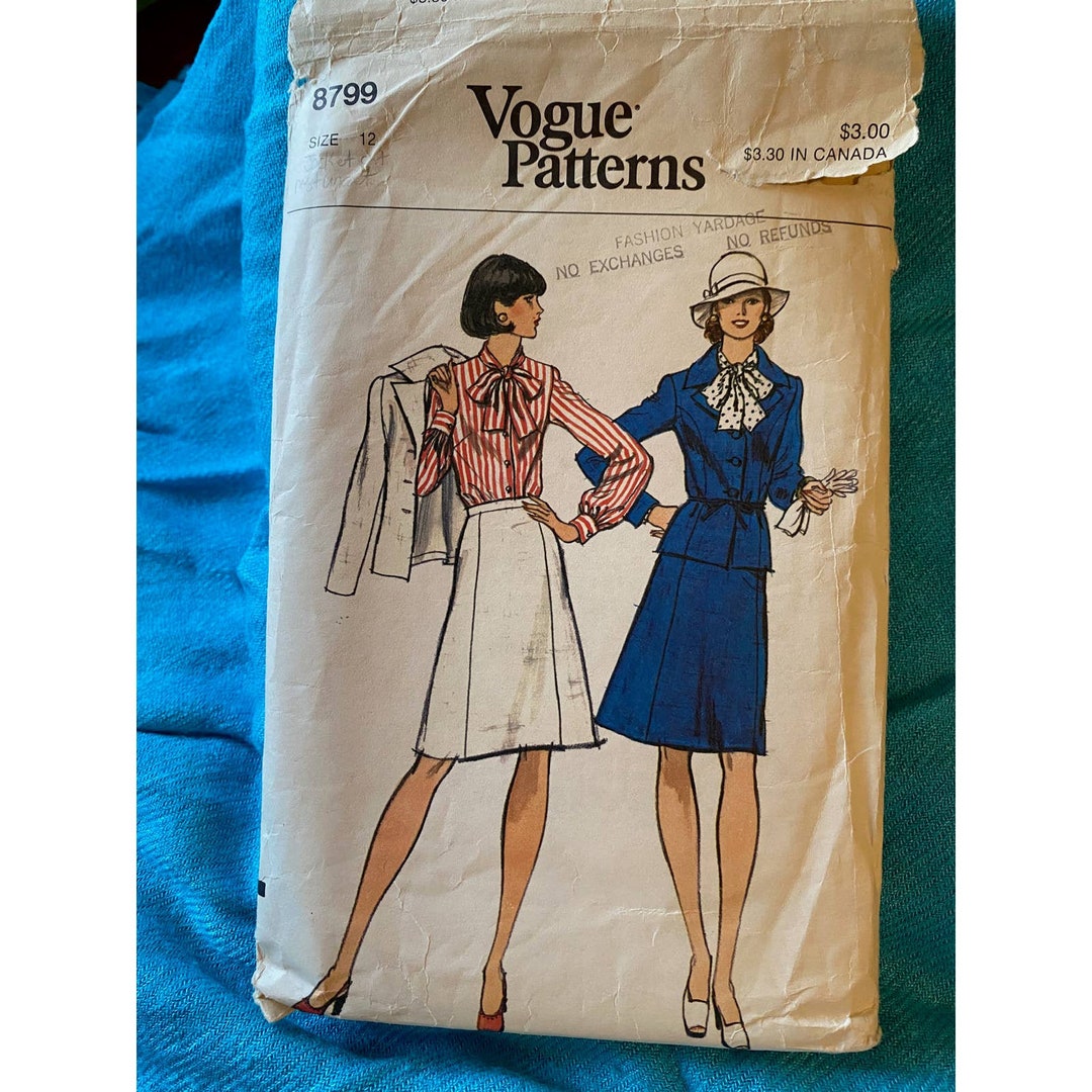 Vogue 8799 Suit Jacket Skirt 1970s - Etsy