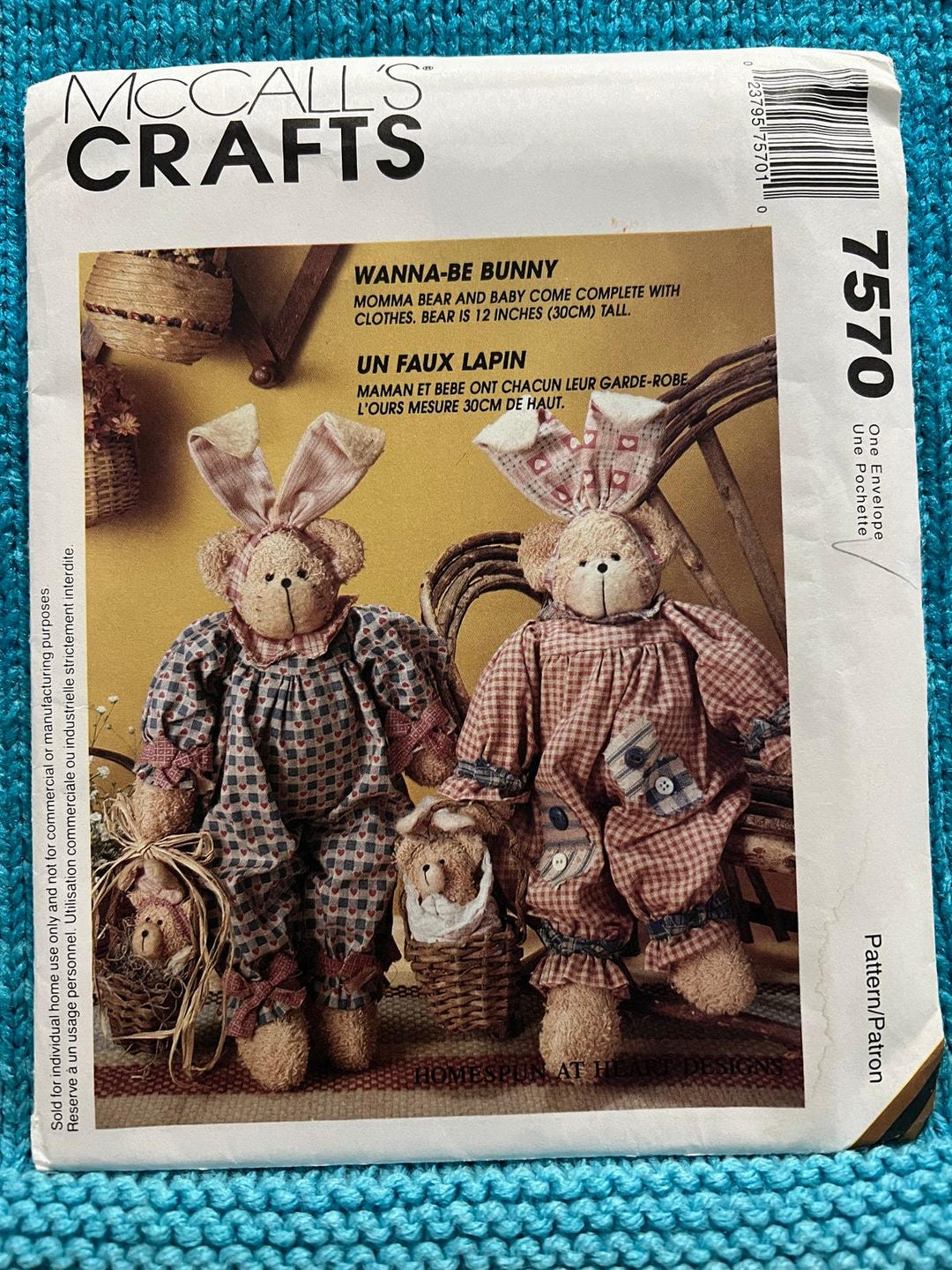 Mccalls 757- Sewing Pattern Country Bears in Bunny Suits 1980s - Etsy