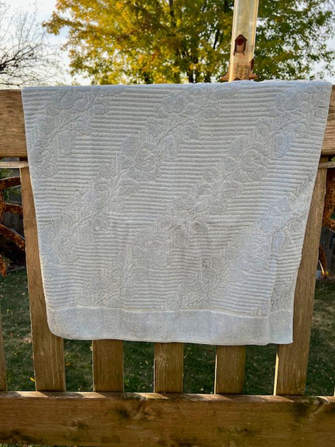 Fieldcrest Sculpted Rose Bath Towel Blue 1980s - Etsy