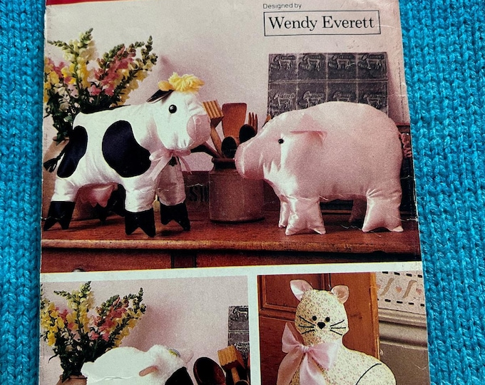 Butterick 6156 Plush Decorative Cow Pig Lamb Cat Sewing Pattern - Etsy
