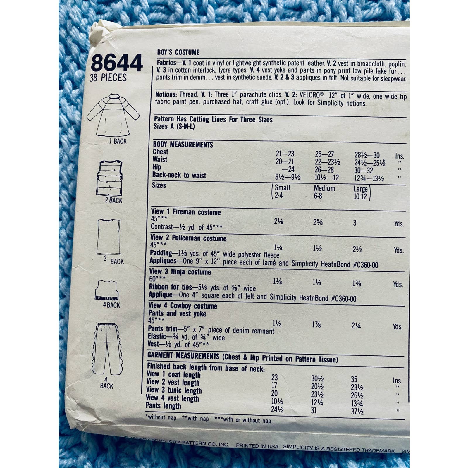 Simplicity 8644 Costume Kids Firefighter Ninja Cowboy - Etsy