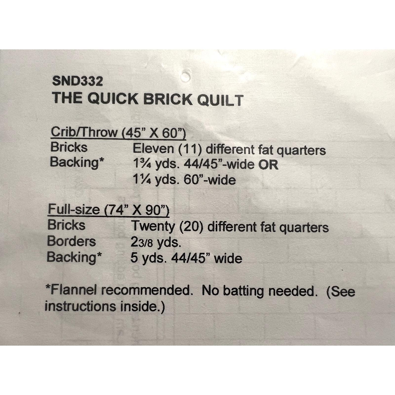 Quilt Pattern Quick Brick Quilt - Etsy