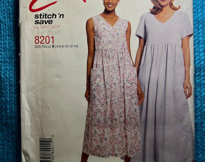 Mccalls 8201 Sewing Pattern Empire Waist Dress Jumpsuit Size 8201 - Etsy
