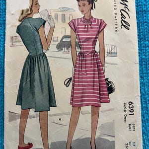Mccalls 6391 Sewing Pattern Dress Fit and Flare 1950s Size 17 - Etsy