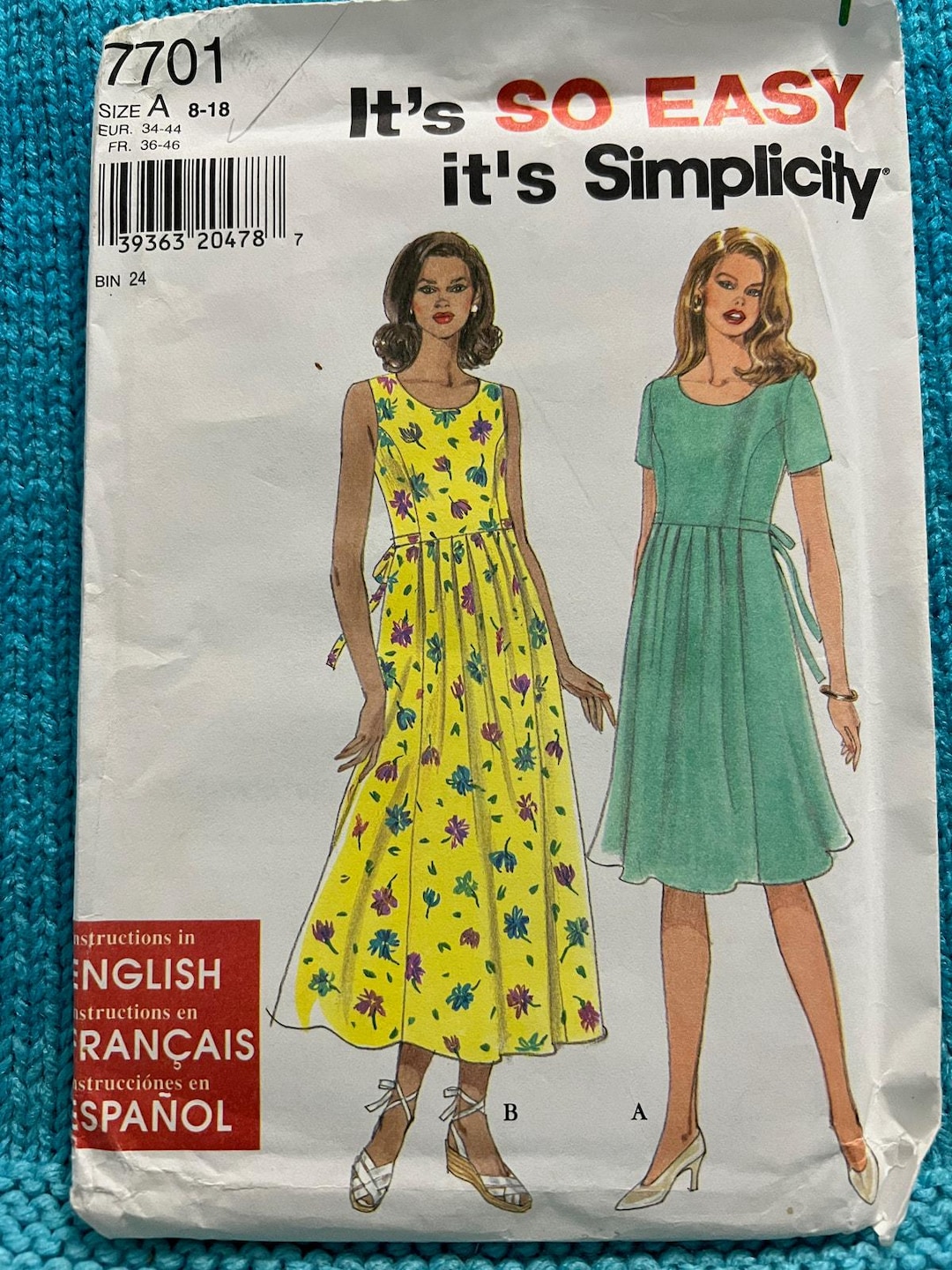 Simplicity 7701 Sewing Pattern Midi Maxi Dress 1990s Size 8-18 - Etsy