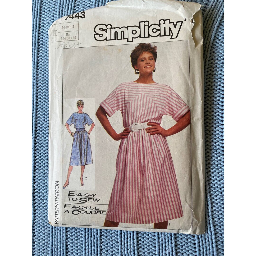 Simplicity 7443 Shirt Dress Pattern 1980s - Etsy