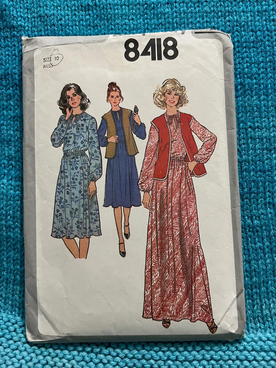 Simplicity 8418 Sewing Pattern Blouson Dress Vest 1970s Size 10 - Etsy