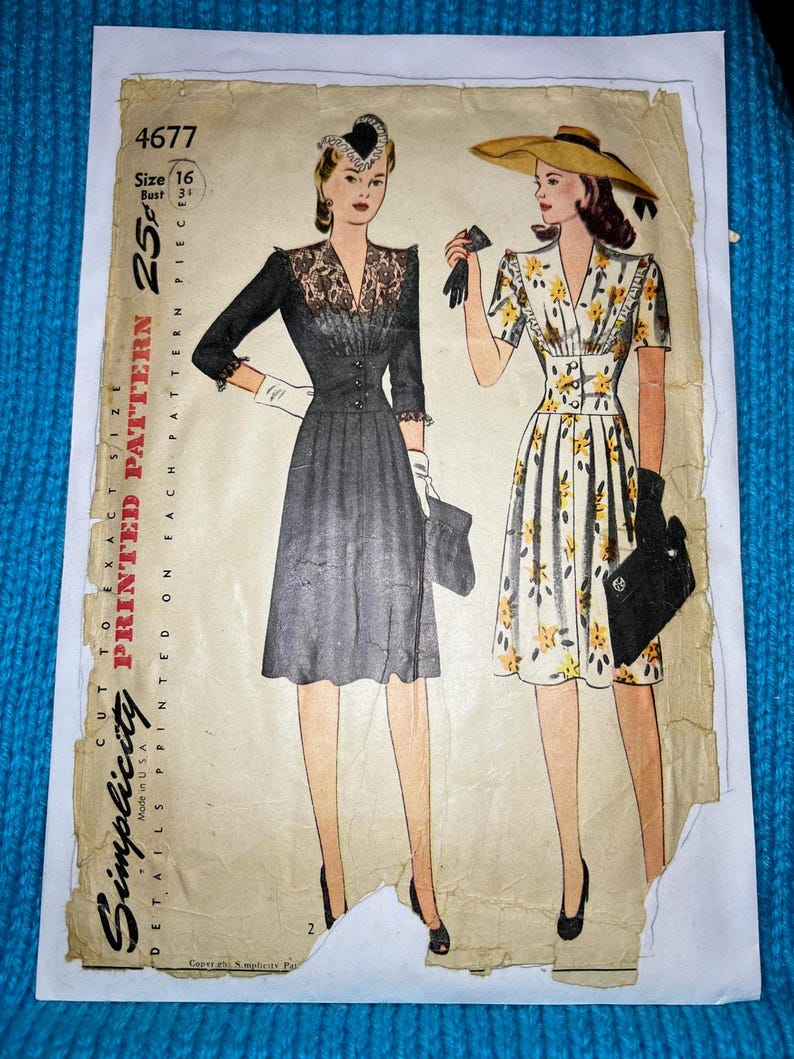 Simplicity 4677 Pattern Dress Fit and Flare 1950s Size 16 - Etsy