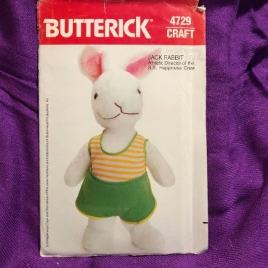 Butterick 4729 Plush Jack Rabbit Pattern - Etsy