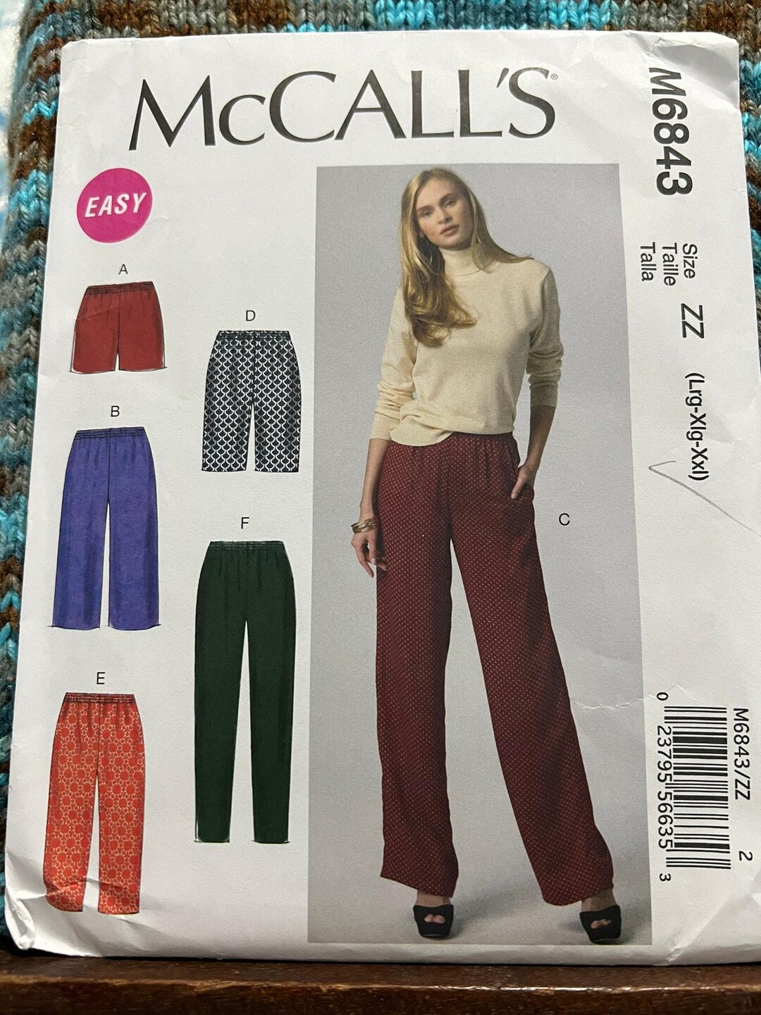 Mccalls 6843 Sewing Pattern Pants Shorts Size L XL XXL - Etsy