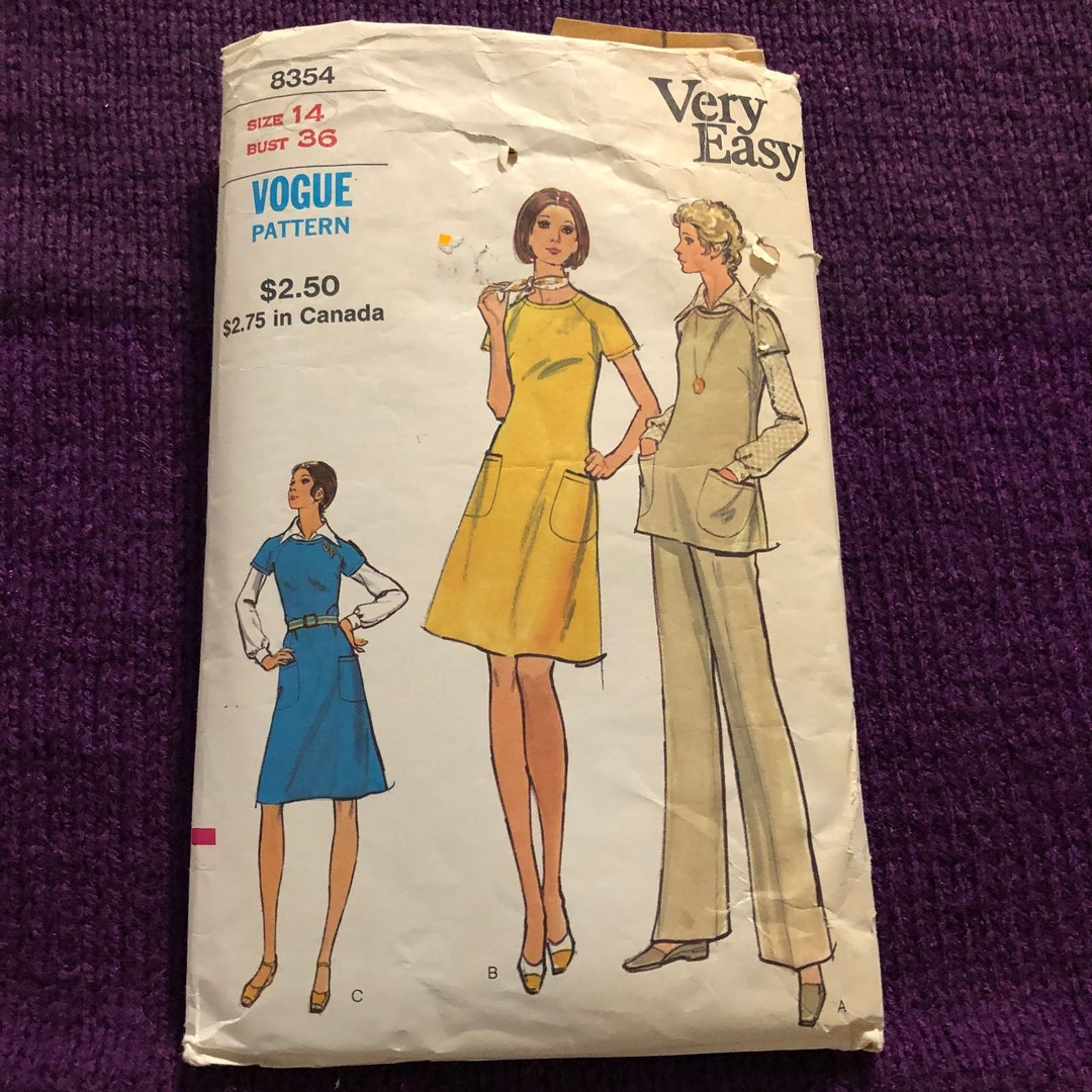 Vogue Pattern 8354 Dress A Line Skirt Patch Pockets Sz 14 - Etsy