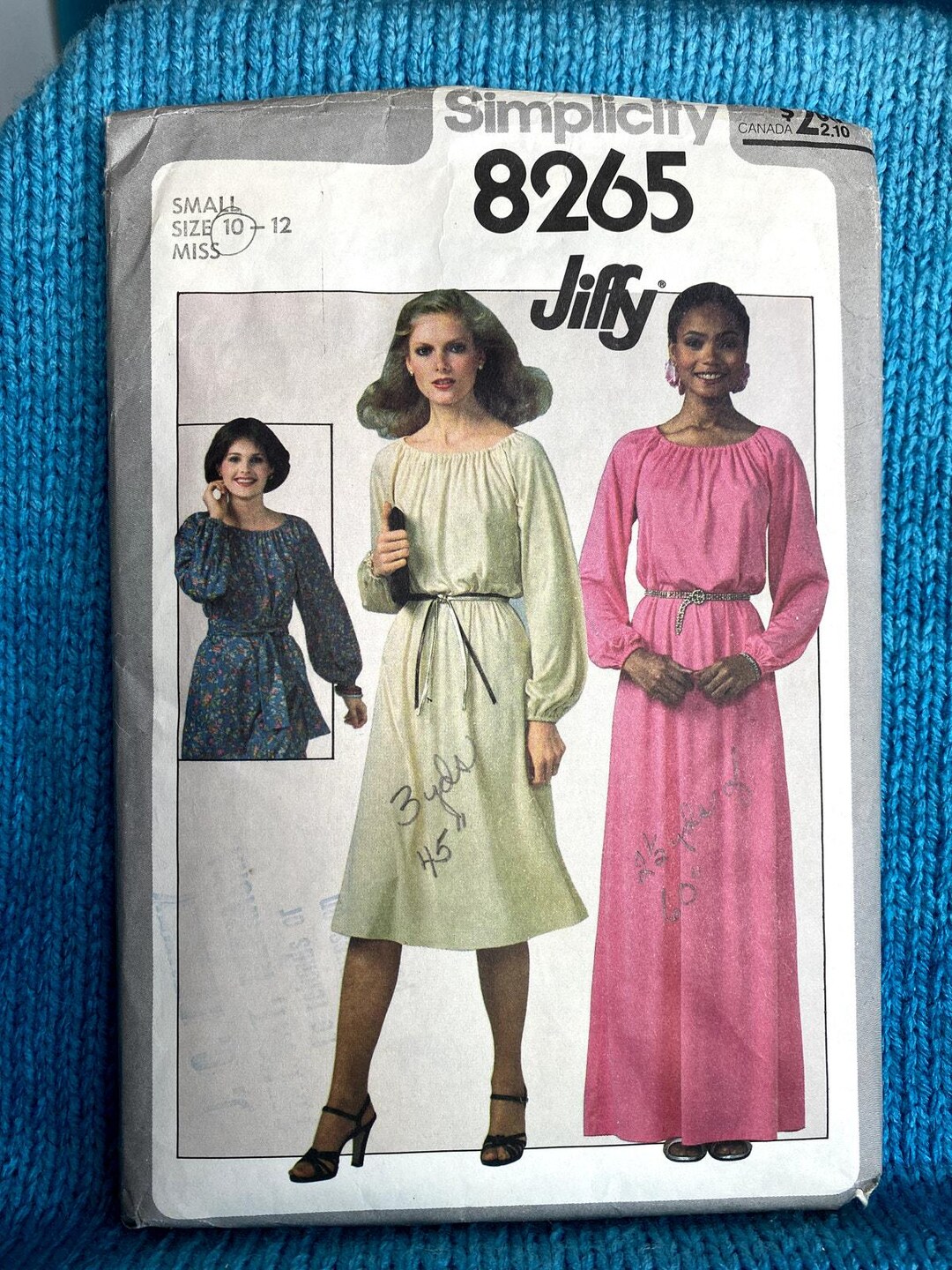Simplicity 8265 Sewing Pattern Knit Dress Scoop Neck 1970s Size 10 - Etsy