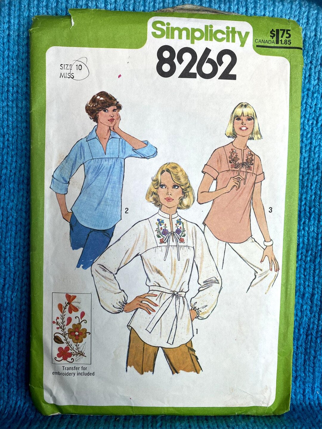 Simplicity 8262 Sewing Pattern Pullover Blouse Boho Peasant 1970s Size ...