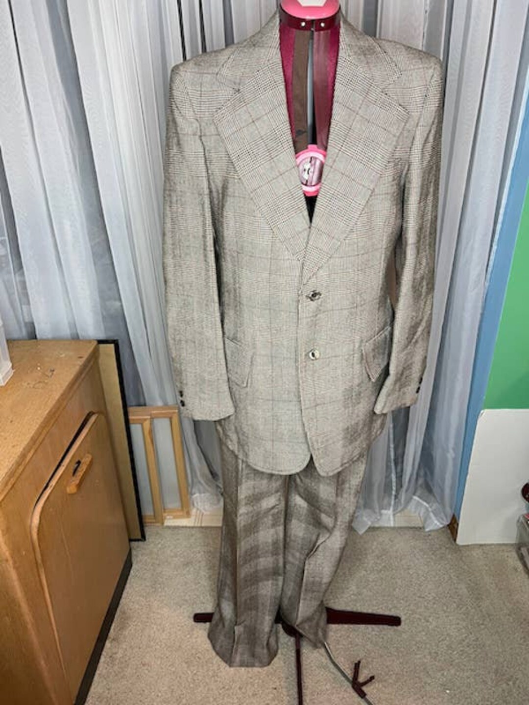 Suit Plaid Black White Red 1980s - Etsy