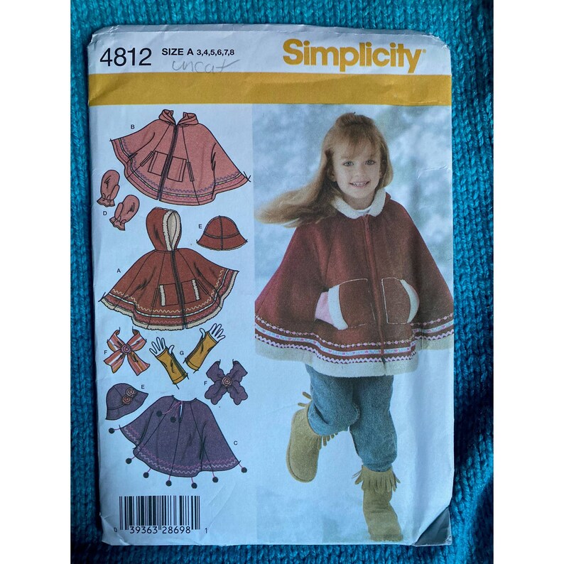 Simplicity 4812 Girls Poncho Cape Scarf Hat - Etsy