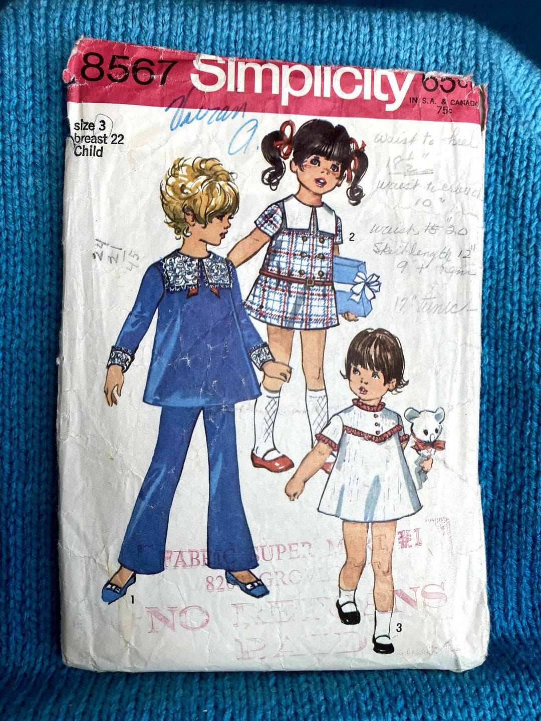 Simplicity 8567 Sewing Pattern Girls Aline Dress Top Bell Bottom Pants ...