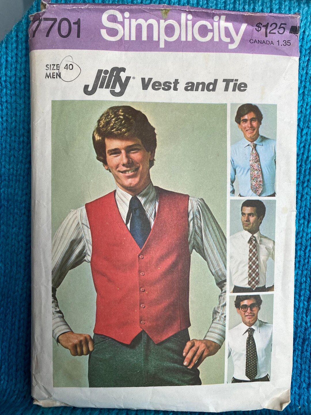 Simplicity 7701 Sewing Pattern Vest Wide Neck Tie 1970s Size 40 - Etsy