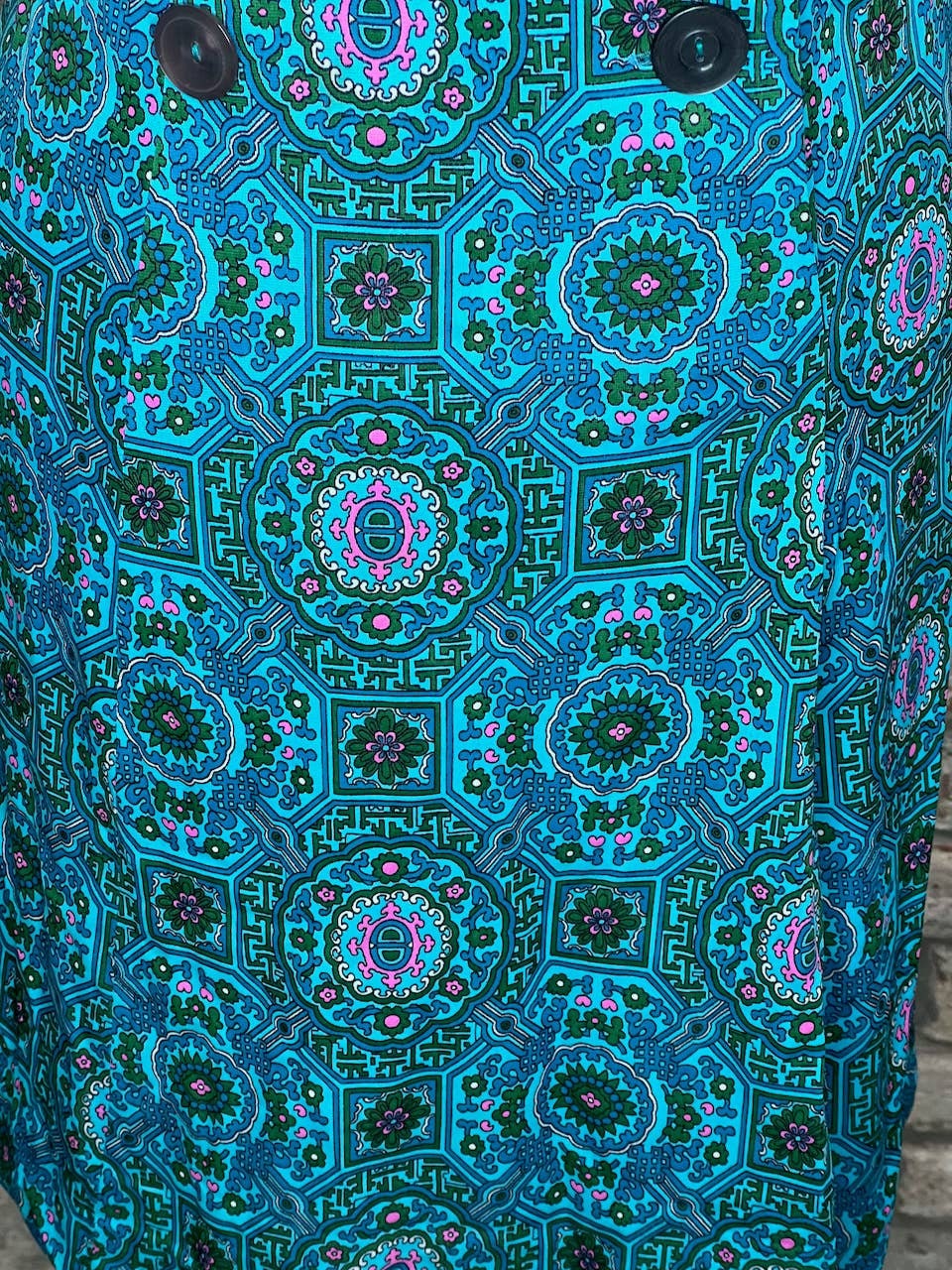 Shelton Stroller Dress Fit and Flare 1950s Geometric Aqua Green Double ...