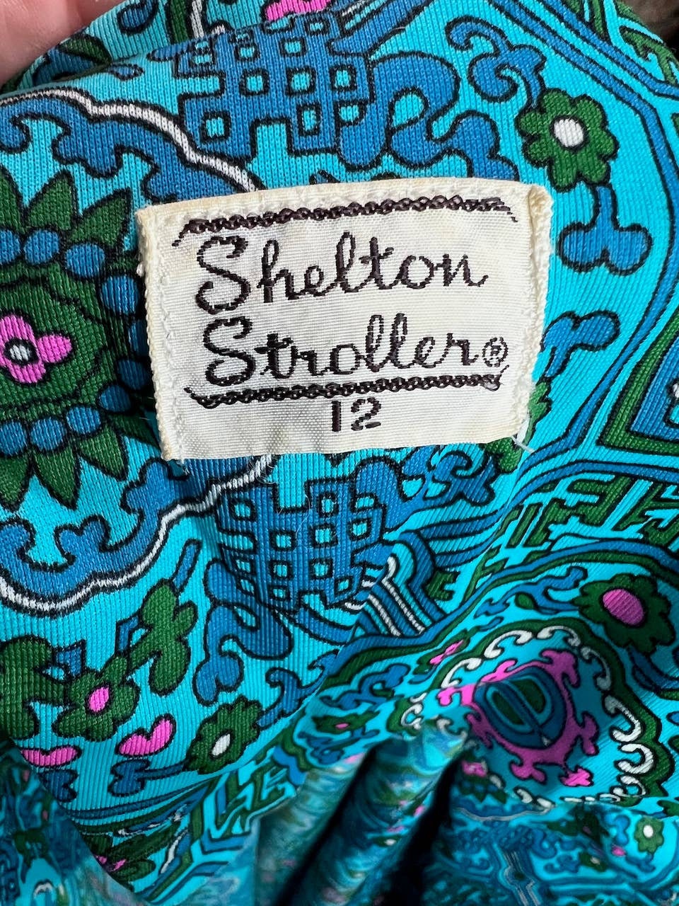 Shelton Stroller Dress Fit and Flare 1950s Geometric Aqua Green Double ...