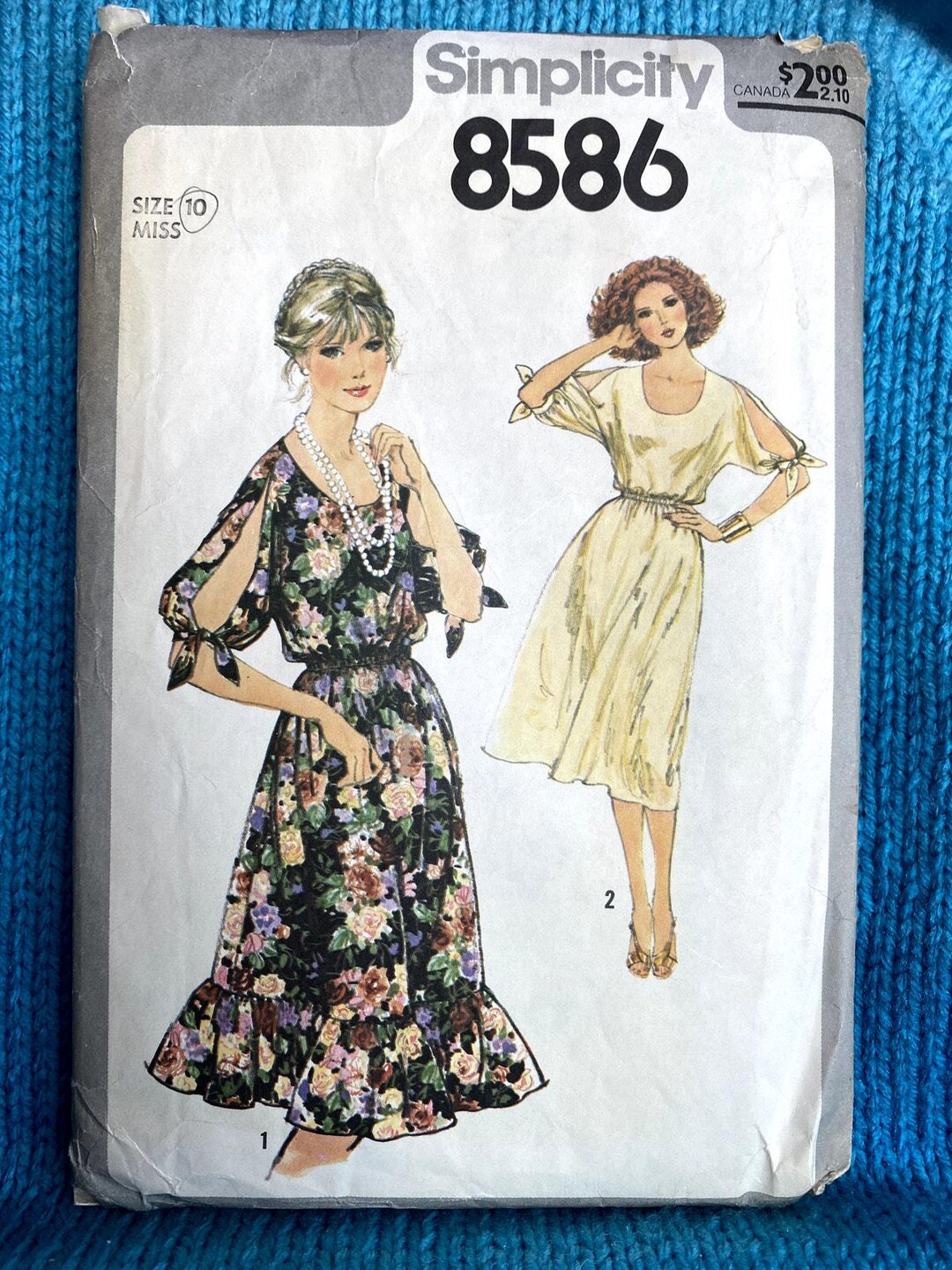 Simplicity 8586 Sewing Pattern Dress Split Sleeve Ruffle Hem 1980s Size ...