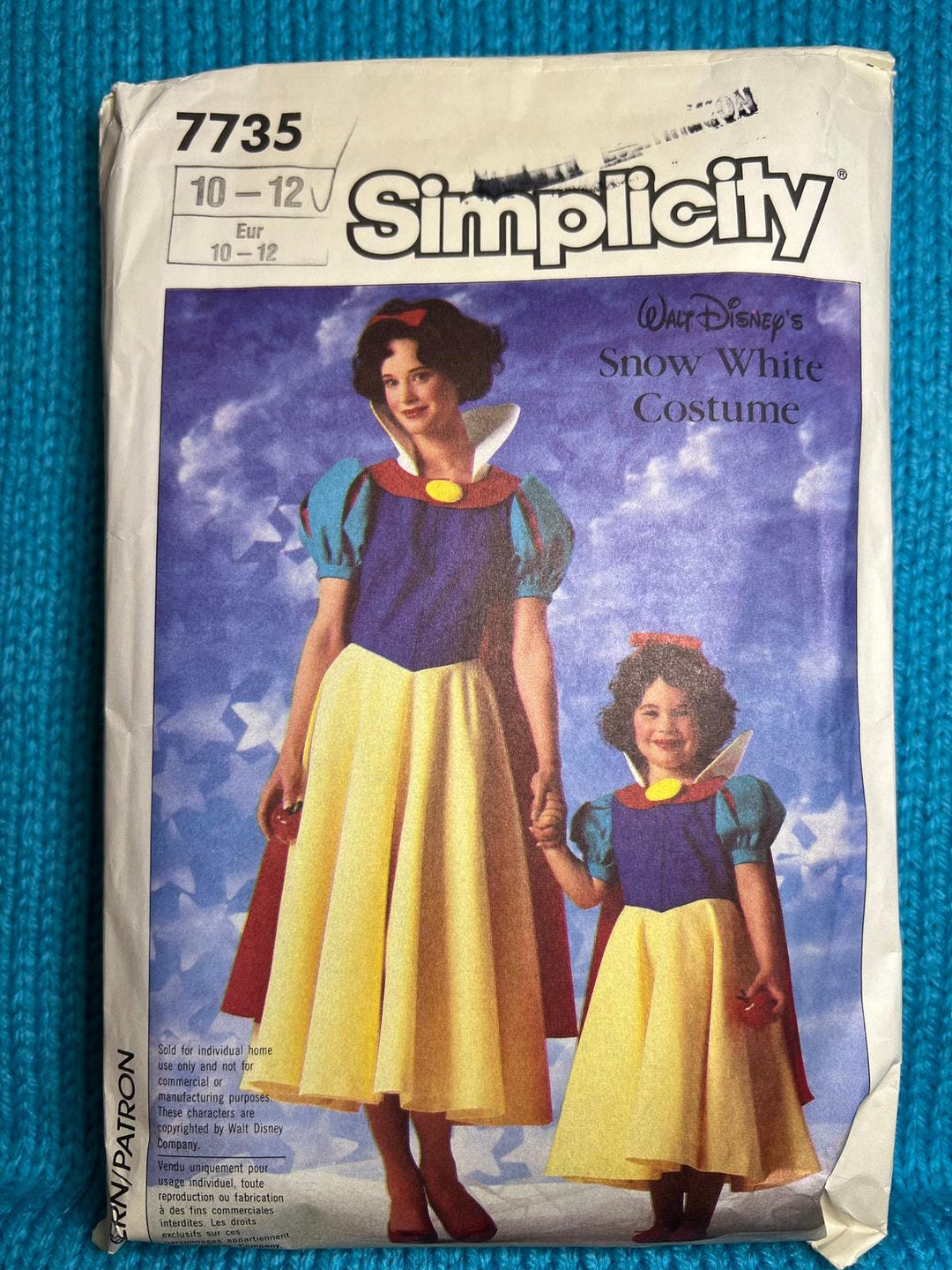 Simplicity 7735 Pattern Disneys Snow White Princess Costume Size 10-12 ...
