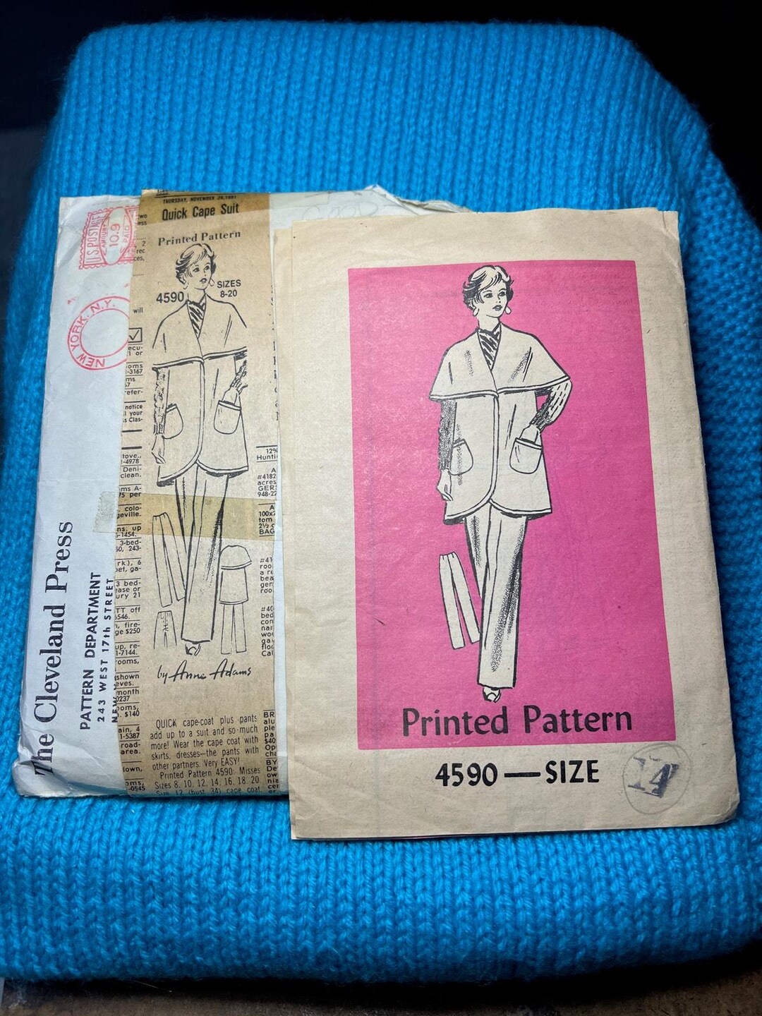 Anne Adams Sewing Pattern Cape Suit Jacket Pants 1960s Size 14 - Etsy