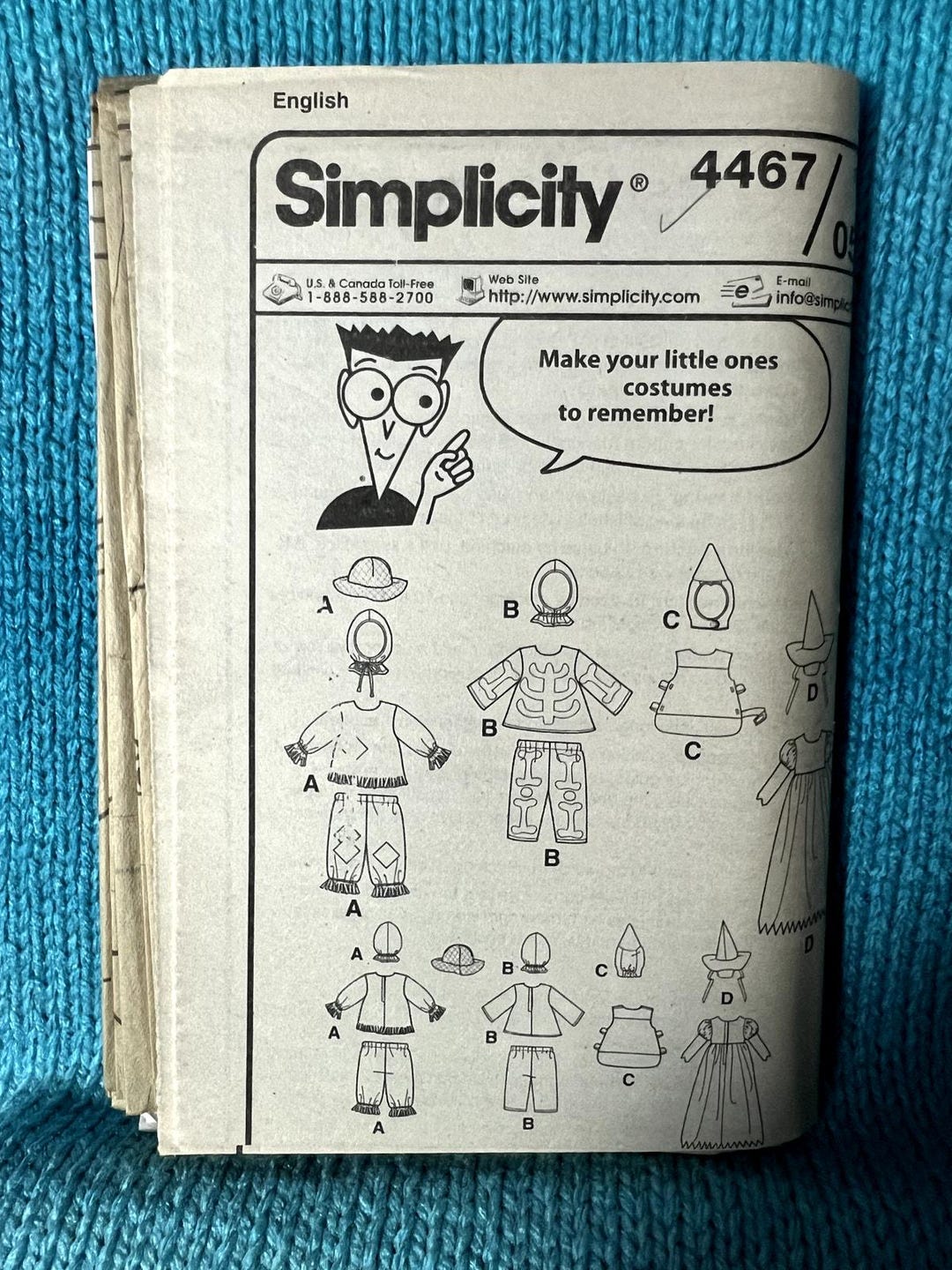 Simplicity 4467 Sewing Pattern Scarecrow Skeleton Witch Costume Size 1/ ...