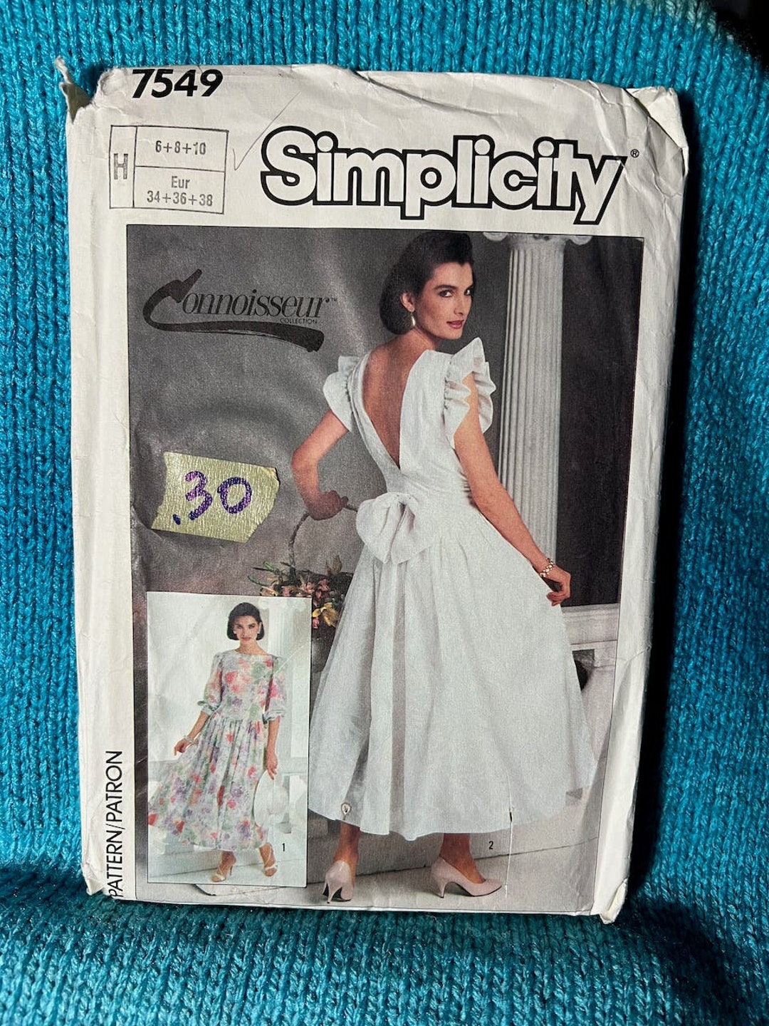 Simplicity Pattern 7549 Dress Maxi Fit and Flare Formal 1980s Size 6 8 ...