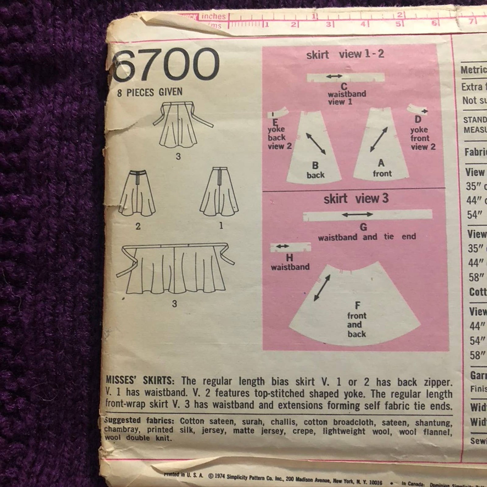 Simplicity 6700 Wrap Swing Skirt Pattern Sz 10 - Etsy