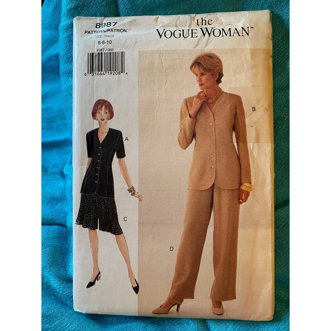 Vogue 8987 Suit Blazer Pants Skirt - Etsy