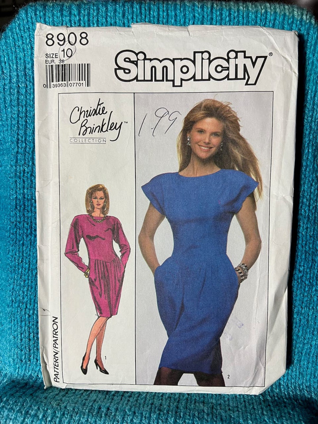 Simplicity Pattern 8908 Dress Pencil Skirt 1980s Size 10 - Etsy