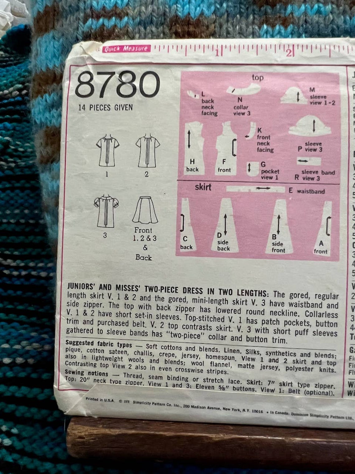 Simplicity 8780 Mini Skirt Top 1970s - Etsy