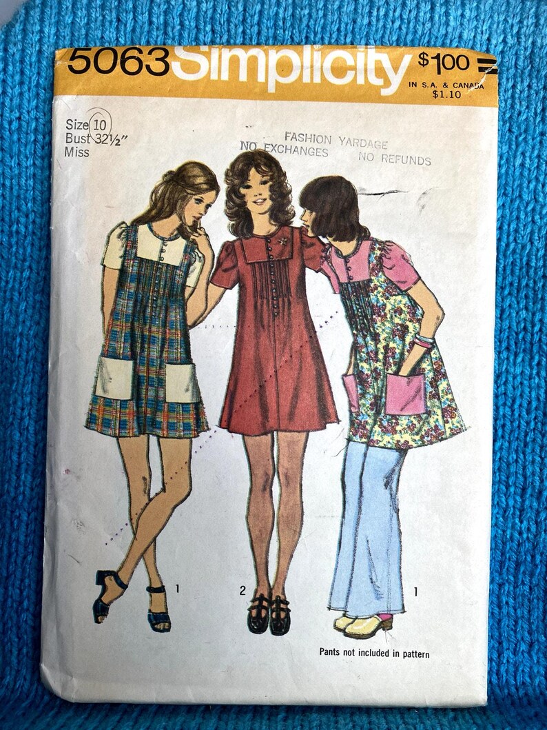Simplicity 5063 Sewing Pattern Smocked Mini Dress 1970s Size 10 - Etsy