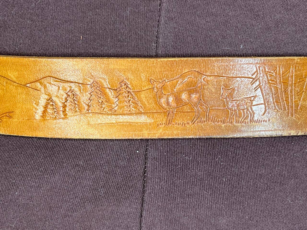 Hand Tooled Leather Belt Forest Cabin Bear Deer Squirrel - Etsy