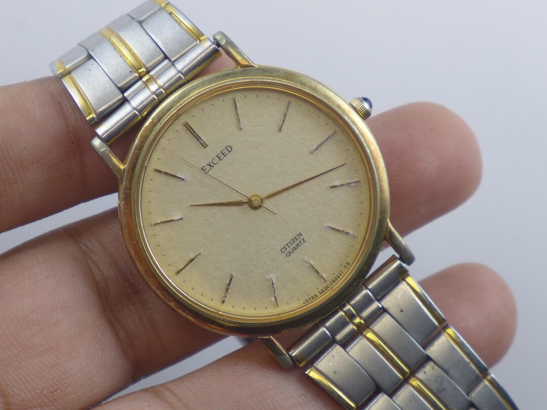 Vintage Citizen Exceed Textured Dial Men Quartz Watch Japan JDM Round ...