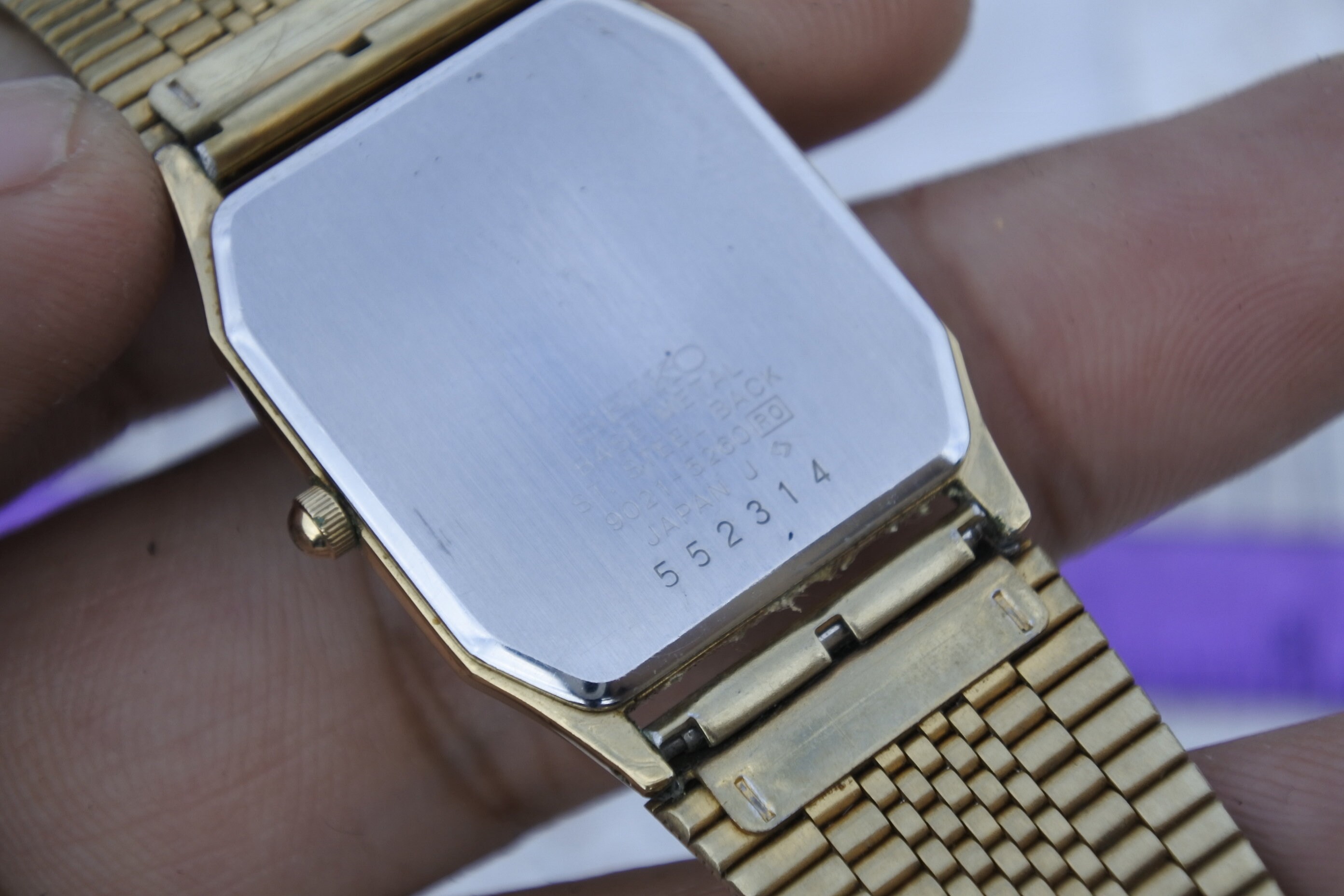 Vintage Seiko Gold Plated 9021 5280 Yellow Dial Men Quartz Wrist Watch Japan Octagonal Shape ...